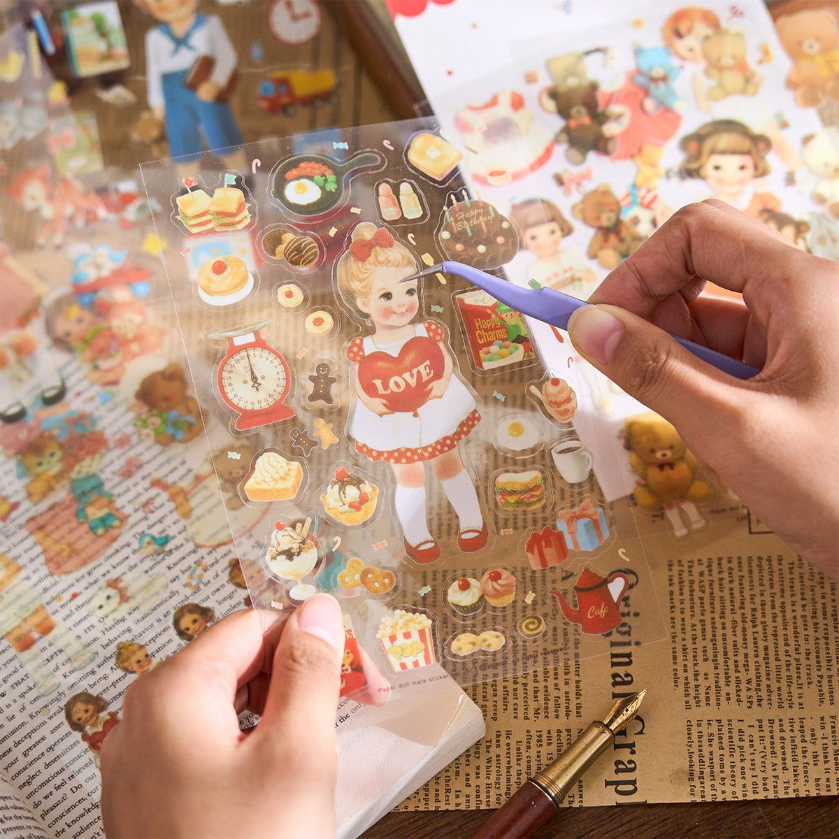 Retro Girl Sticker Sheet (4 Sheets) – Chains & Charms
